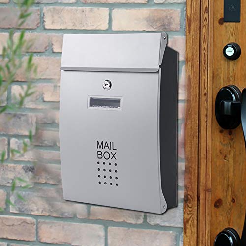 LIRONGXILY Mailboxes Wall-Mount Mailboxes Mailbox Outdoor Wall-Mounted European Villa Outdoor Community Household Mailbox Stainless Steel Mailbox Complaint Suggestion Box (Color : Silver)