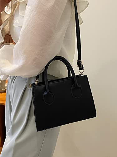 GORGLITTER Women's Double Handle Satchel Shoulder Bag Crossbody Square Bag Purse Handbag Black One Size