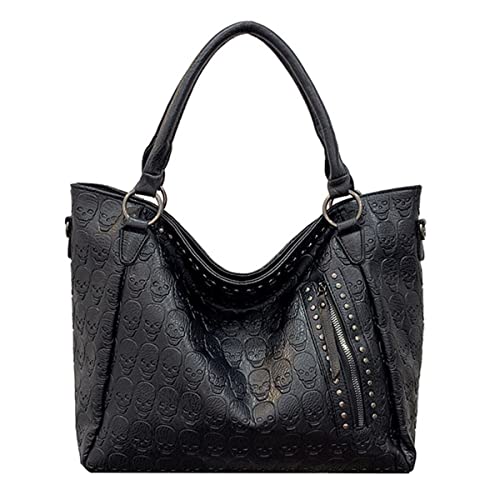 DDQYYSPP Handbags and Purses for Women Leather Shoulder Bag Skull Print Satchel Fashion Top-Handle Tote Ladies Wallet