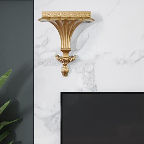 Gralara Wall Mounted Floating Shelves, Flower Pot Stand, Wall Organizer Shelf for Living Room Decoration, Aureate