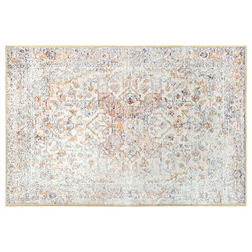 2x3 Rug Non Slip Machine Washable Rug 2x3 Vintage Rug Boho Rug Small Rugs for Bedroom Kitchen Entryway Persian Abstract Oriental Accent Area Rug Retro