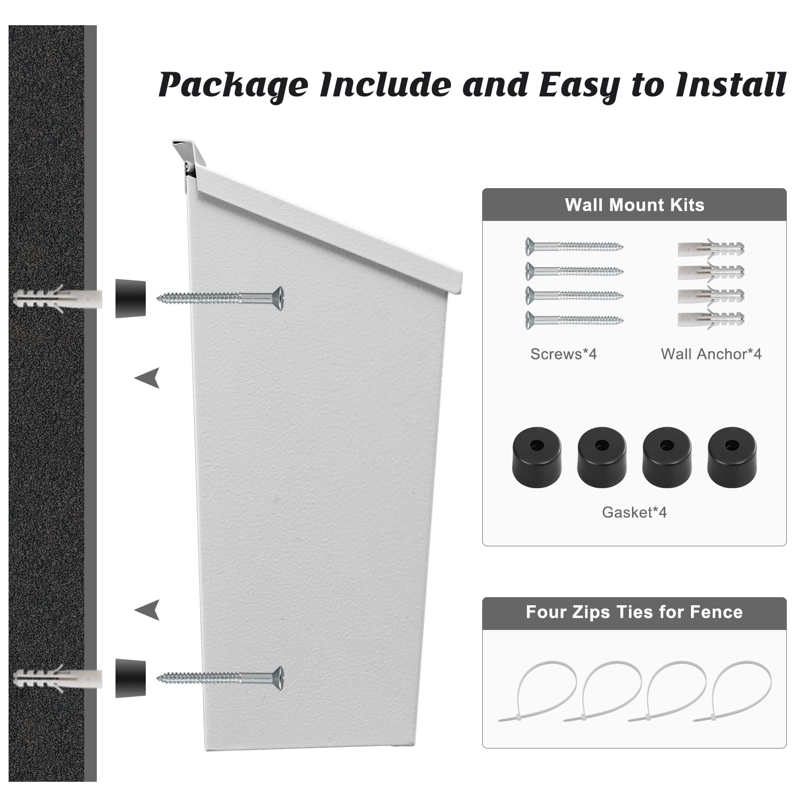 KYODOLED Wall-Mount Mailbox,Large Capacity Mail Box,Galvanized Steel Rust-Proof Metal Post Box,Mailboxes for Outside,15.7"x9.9"x4.9" White