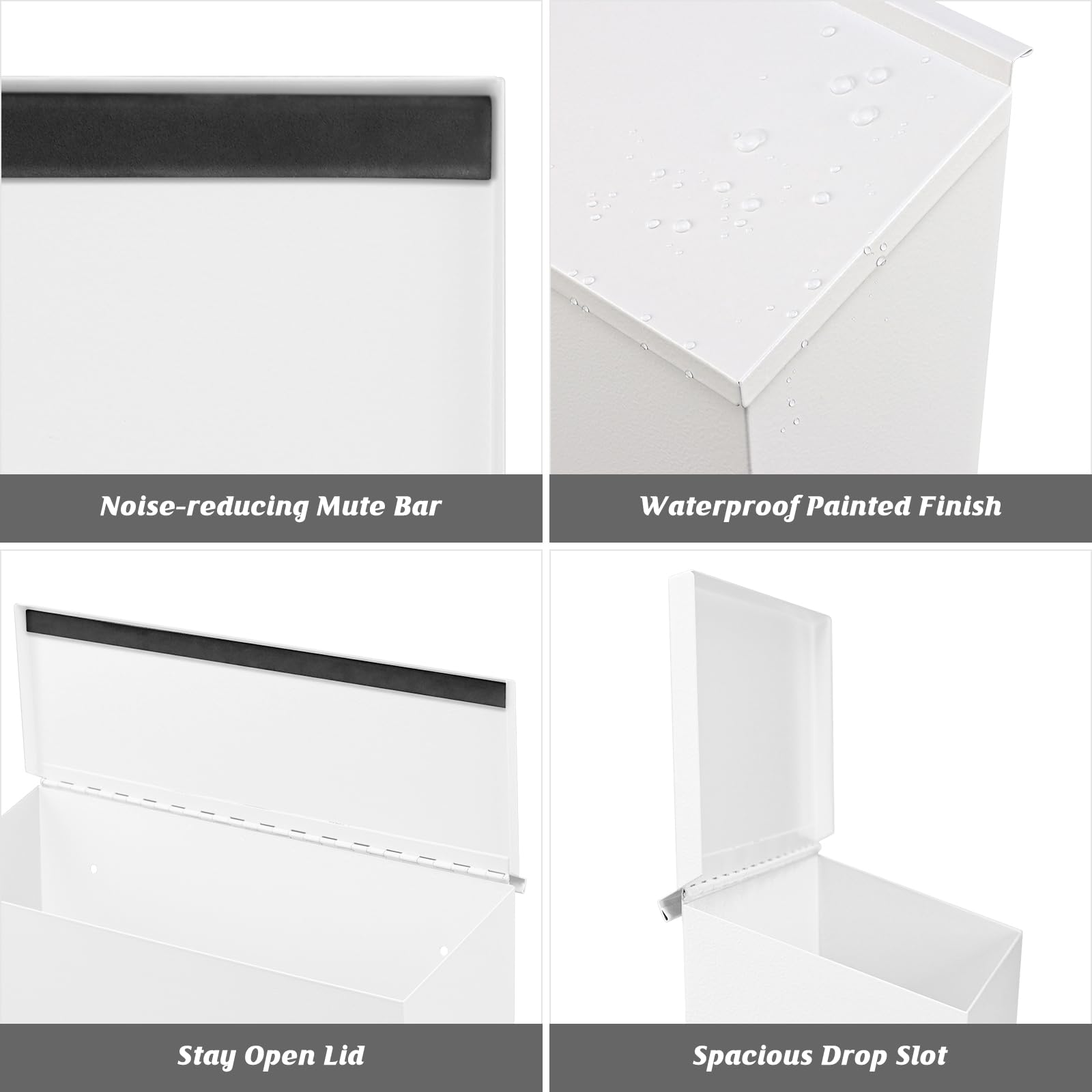 KYODOLED Wall-Mount Mailbox,Large Capacity Mail Box,Galvanized Steel Rust-Proof Metal Post Box,Mailboxes for Outside,15.7"x9.9"x4.9" White