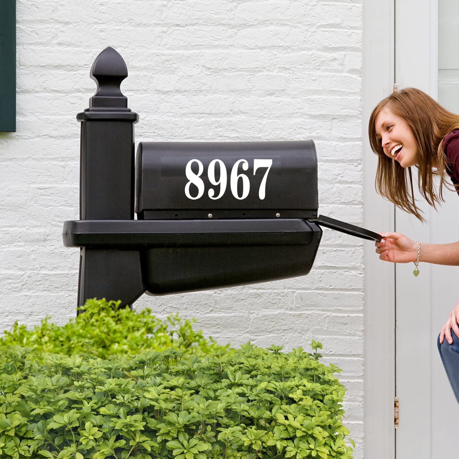 60 PCS White Mailbox Numbers, Vinyl Waterproof Stickers for Outside, Address on House, Big Mail BOX Number, 6 (3" x 4 sets, 4" x 2 set,0-9)