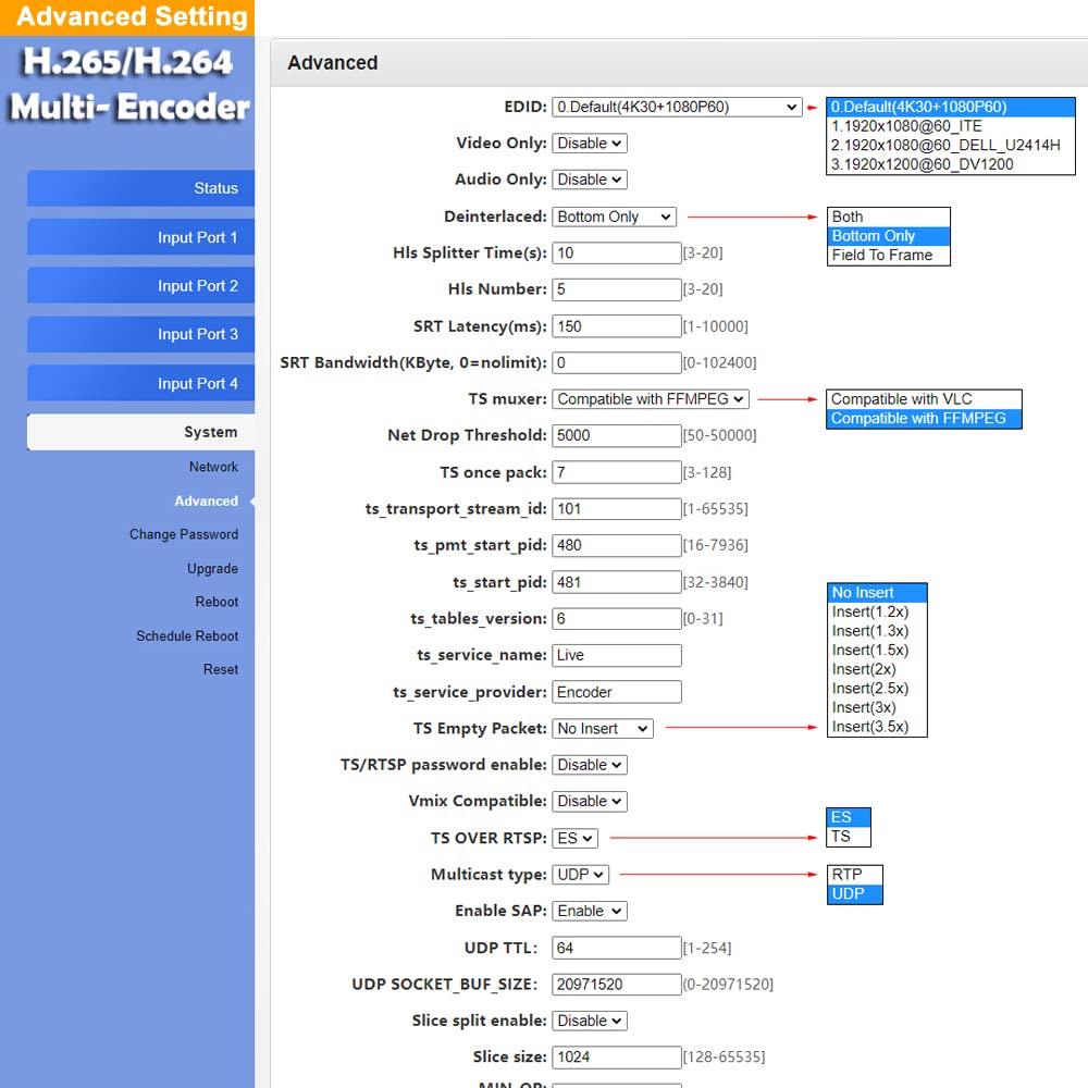URayCoder 4K 4 Channels H.265 H.264 HDMI IP Video Streaming Encoder Live Broadcast RTMP RTMPS Encoder IPTV HDMI to RTSP RTMP RTMPS SRT UDP M3U8 HTTP HLS ONVIF Streamer