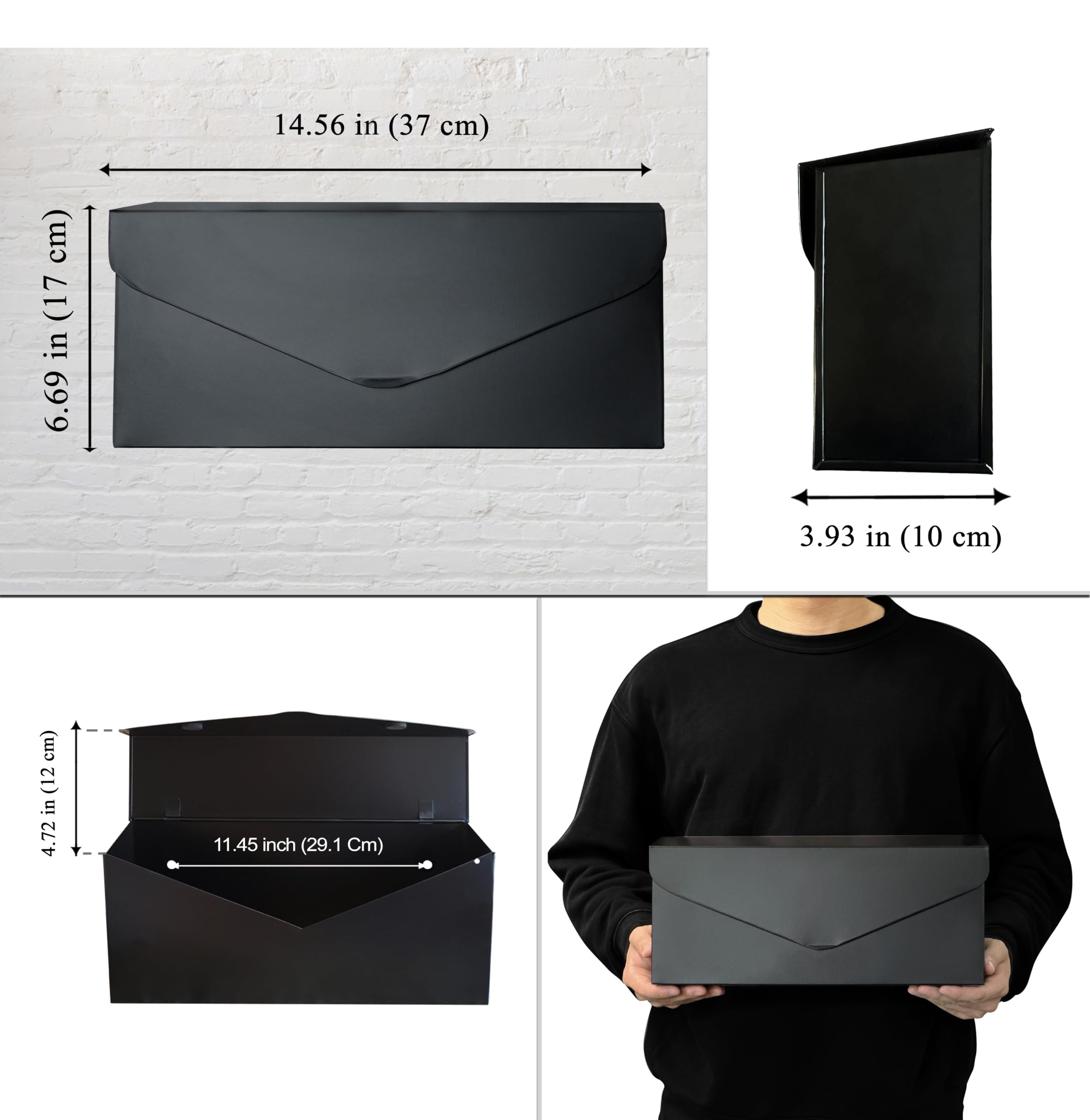 NACH Mailboxes for Outside Wall Mount, 12.5 x 5 x 10 inch, Stainless Steel Mail Box Wall Mounted, Waterproof Mailbox for Door - The Modern Envelope Mailbox