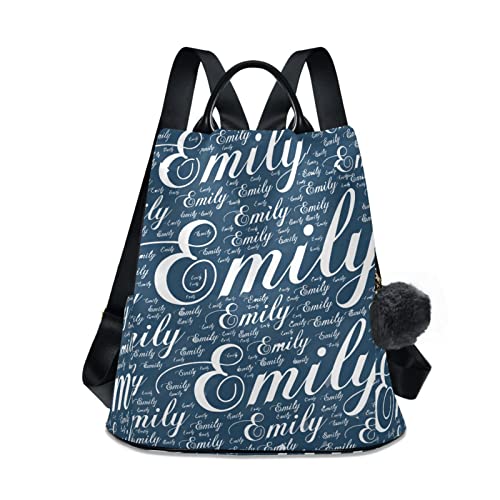 Sinestour Navy Blue Custom Backpack Purse for Women Girls Personalized Anti Theft Backpack Fashion Back Pack Ladies Travel Backpack Shoulder Bag Bookbag for Travel School Shopping