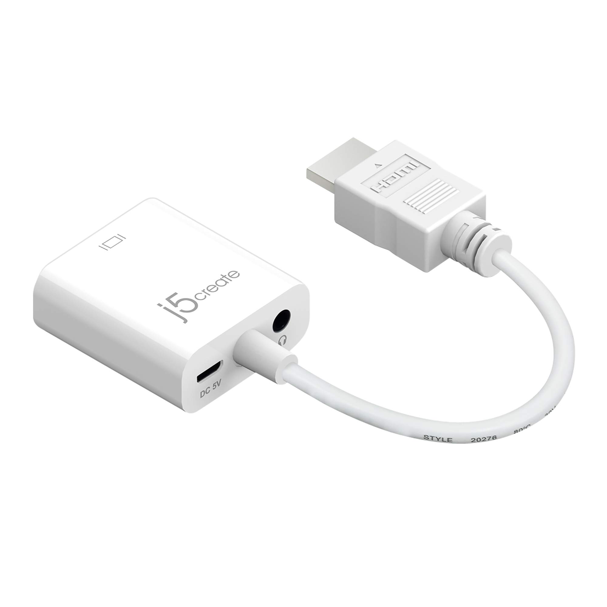 j5create HDMI to VGA Adapter (Male to Female) for Laptop, Notebook, Computer, Desktop, PC, Chromebook, Monitor, Projector, Raspberry Pi, Roku, Xbox, PS4, PS3 and More (JDA213)