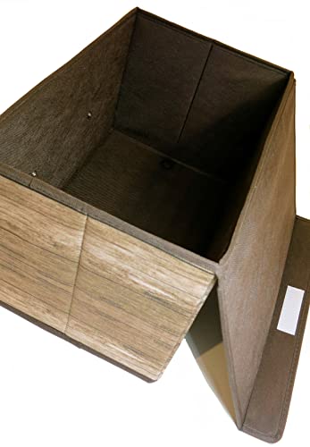 KaleaBoutique KB Foldable Storage Bins with Lids Fabric Collapsible Stacking Boxes, Closet Organizers Storage, Living Room, Laundry Room Bins, Office Home Storage Bins (Set of 3 Bins, Reclaimed Wood)
