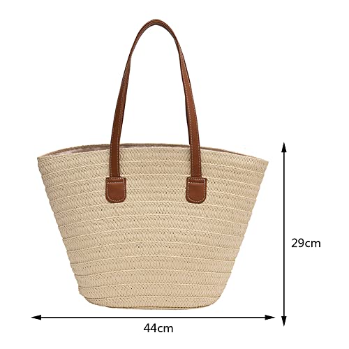 Juoxeepy Straw Bag for Women Summer Beach Bag Soft Woven Tote Bag Straw Purse Handmade Beach Bag Woven Rattan Shoulder Bag for Vacation