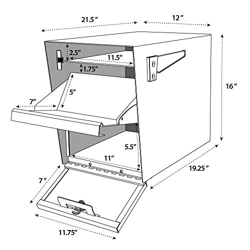 Mail Boss 7205 Package Master Curbside Locking Security Mailbox | Granite 21.5 x 12 x 16.5 inches
