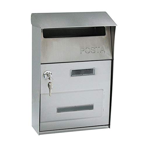RRH Mailboxes Post Box European Villa Home Wall-Mounted Mailbox Outdoor Garden Simple Creative Simple Creative Waterproof Newspaper Box Wall-Mount Mailboxes (Color : Silver)