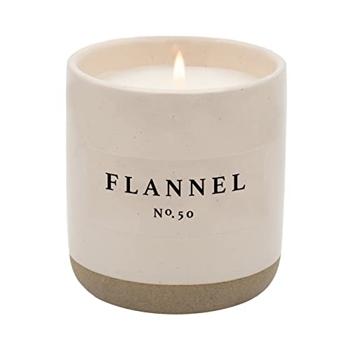 Sweet Water Decor Flannel Soy Candle | Vanilla Bean, Almond, Caramel, Coriander, Ginger, and Nutmeg Scented Candles for Home | 12oz Cream Stoneware Jar, 60+ Hour Burn Time, Made in the USA