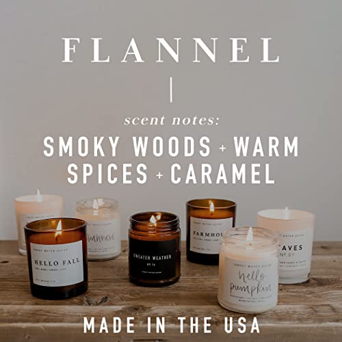Sweet Water Decor Flannel Soy Candle | Vanilla Bean, Almond, Caramel, Coriander, Ginger, and Nutmeg Scented Candles for Home | 12oz Cream Stoneware Jar, 60+ Hour Burn Time, Made in the USA