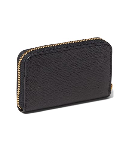 COACH Cross Grain Leather Small Zip Around Card Case Black One Size