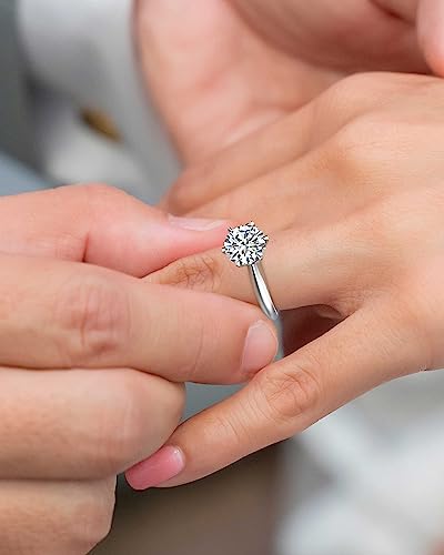 PREVELI 3 Carat CZ Rings For Women 18K White Gold Plated 925 Sterling Silver Solitaire (8.5)