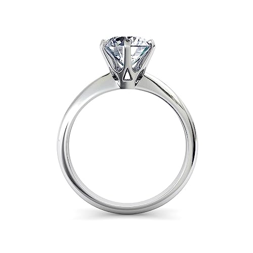PREVELI 3 Carat CZ Rings For Women 18K White Gold Plated 925 Sterling Silver Solitaire (8.5)