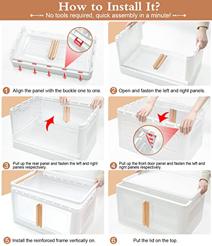 3 Packs Storage Bins with Lids, FODIENS Stackable Plastic Storage Bins Closet Organizers with Wheels Double Doors, 8.4Gal Collapsible Storage Box Containers for Home Office School Storage (8.4 Gal - 3 Pack)