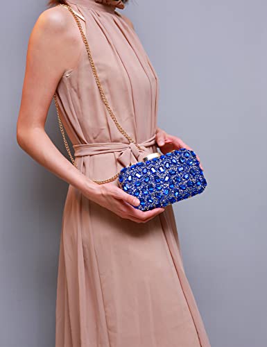 Hupifaz Rhinestone Purse - Crystal Clutch Purses for Women Wedding, Women's Diamond Purse and Formal Evening Bag (Royal Blue)
