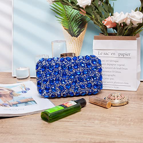 Hupifaz Rhinestone Purse - Crystal Clutch Purses for Women Wedding, Women's Diamond Purse and Formal Evening Bag (Royal Blue)