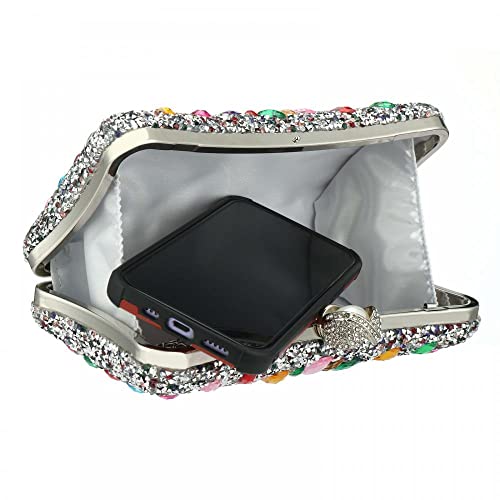 Rhinestone Purse For Women, Evening Handbags Clutch Purses For Wedding and Cocktail Party (Silver)