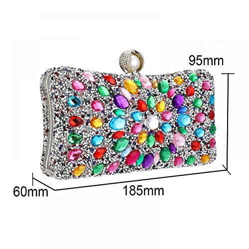 Rhinestone Purse For Women, Evening Handbags Clutch Purses For Wedding and Cocktail Party (Silver)
