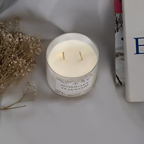 Mahogany Teakwood Candles,Scented Candles with 2 Wicks,Chirtmas,Birthday Gifts for Women,Men,Girlfriend,Boyfriend,14.5oz