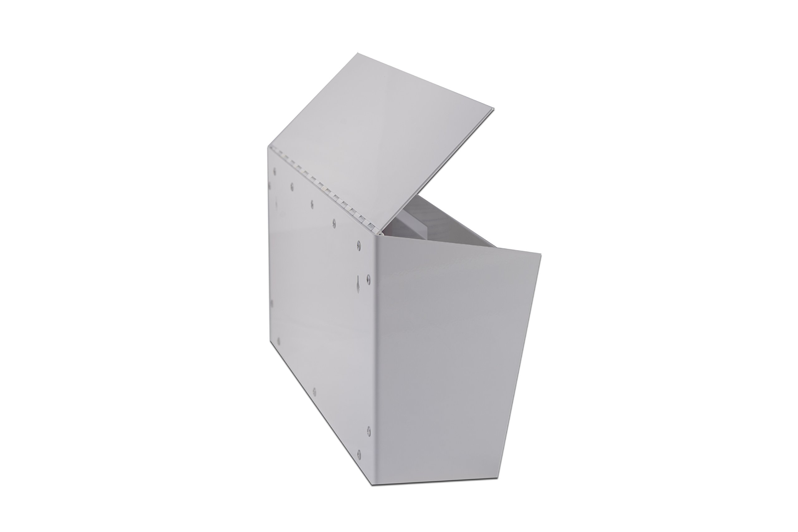 Modern Mid Century Wall Mounted Mailbox - Vintage Retro Contemporary Design (White/Silver)