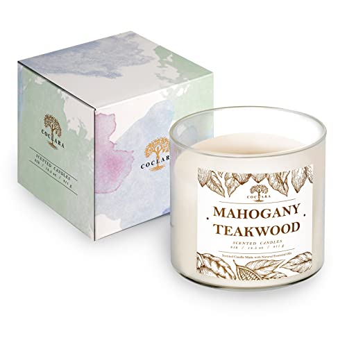Mahogany Teakwood Candles,Scented Candles with 2 Wicks,Chirtmas,Birthday Gifts for Women,Men,Girlfriend,Boyfriend,14.5oz