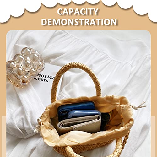 QTKJ Straw Bag Beach Bag small crossbody bags for women Bohemian Handmade Flowers Woven Bag(Khaki)