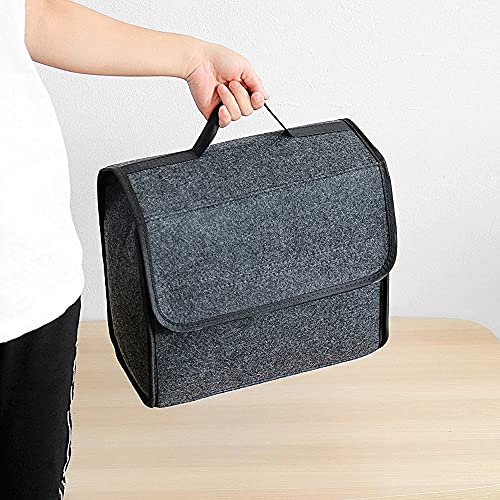 AHFAM Metal Shelves Portable Foldable Car Trunk Organizer Felt Cloth Storage Box Case Auto Interior Stowing Tidying Container Bags Backseat