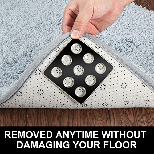 Sellemer Rug Gripper Newest Materials Non Slip Rug Pads for Hardwood Floors and Tiles, Reusable and Washable Rug Stopper to Keep Your Rug in Place & Make Corner Flat (Black, 6 Pack)