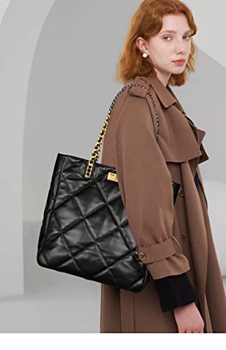 Nacolulu Quilted Handbag,Wallet Bag Shoulder Bag Top Handle Satchel Purse,Lightweight Quilted Tote Purse (Black)