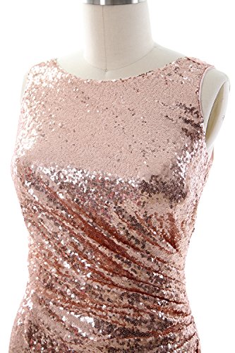 MACloth Women Sequin Long Bridesmaid Dresses Cowl Back Prom Evening Gown Split (US10, Silver)