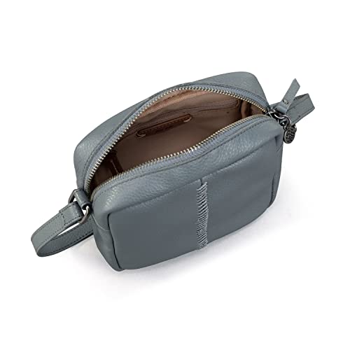 The Sak Maisie Square Crossbody in Leather, Adjustable Strap, Dusty Blue