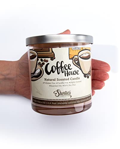 Coffee Scented Natural Soy Candle, Essential Fragrance Oils, 100% Soy, Phthalate & Paraben Free, Clean Burning, 9 Oz.