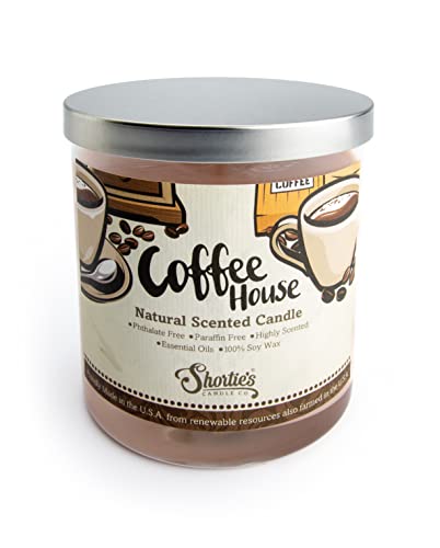 Coffee Scented Natural Soy Candle, Essential Fragrance Oils, 100% Soy, Phthalate & Paraben Free, Clean Burning, 9 Oz.