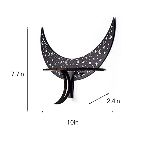 Crescent Moon Shelf for Crystals, Rustic Wooden Crystal Shelf, Wooden Display Moon Shelf, Boho Shelves Crescent Moon Shelf for Wall Decor or Tabletop Display