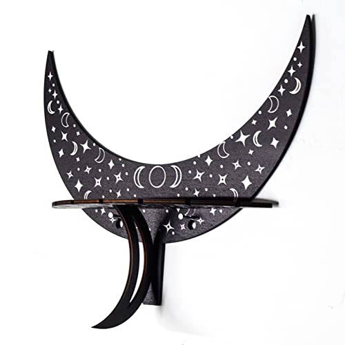Crescent Moon Shelf for Crystals, Rustic Wooden Crystal Shelf, Wooden Display Moon Shelf, Boho Shelves Crescent Moon Shelf for Wall Decor or Tabletop Display