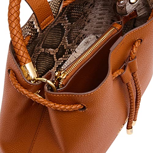 Anne Klein Braided Handle Satchel, Saddle