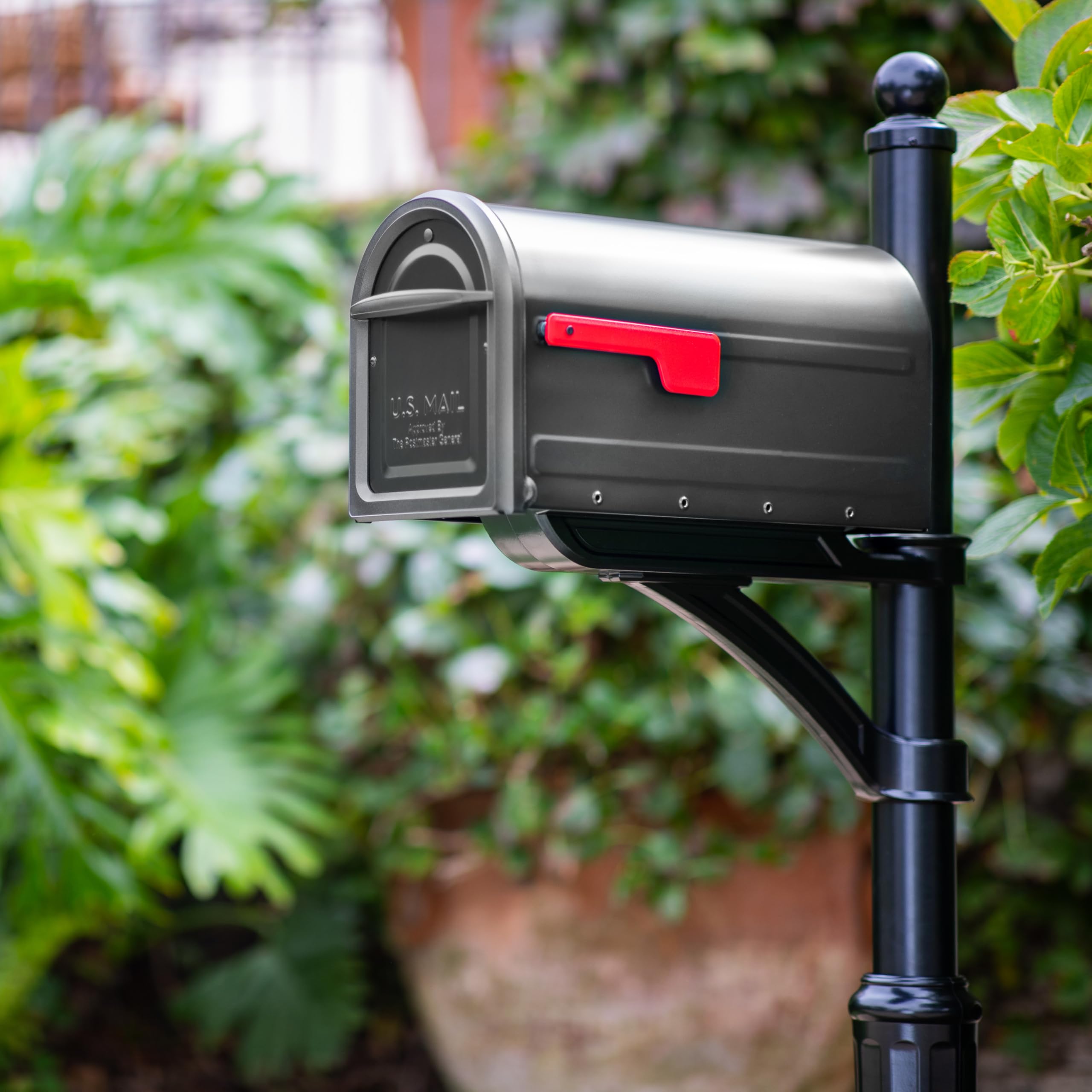 Architectural Mailboxes Mapleton Galvanized Steel Post Mount Mailbox, Compatibility Code F, 7900-2GR-R-10, Graphite, Large Capacity