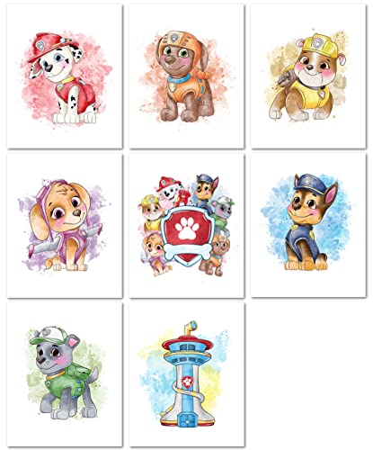 Nistio® Paw Patrol Wall Decor Prints, Paw Patrol Wall Art for Boys, Paw Patrol Room Decor, Paw Patrol Poster, Set of 8, 8x10 inches (Unframed)