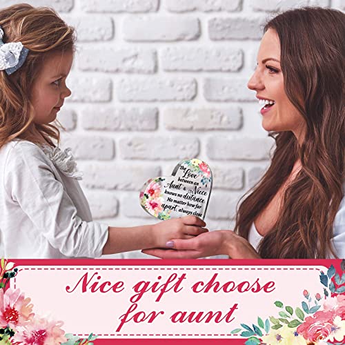 Aunt Gift from Niece Nephew Aunt Birthday Gifts Acrylic Heart Keepsake Sign Paperweight Idea for Aunt Auntie (Elegant)