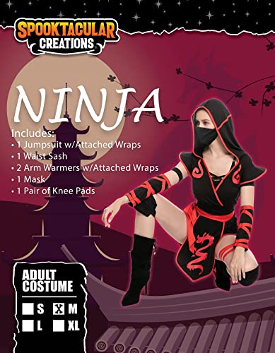 Spooktacular Creations Halloween Adult Women Ninja Costume Dress Up, Costume Party, Trick or Treating, Cosplay Party (Medium)