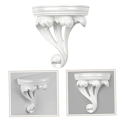 Cabilock Household All Holder Decorative Rack Living Pot Stand Shelves Art Room White Display Kitchen for Resin Baroque Wall-Mounted Retro Bookshelf Style Wall Flower Decoration Bracket