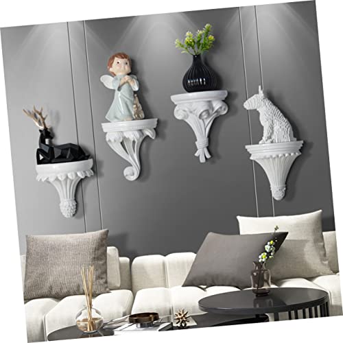 Cabilock Household All Holder Decorative Rack Living Pot Stand Shelves Art Room White Display Kitchen for Resin Baroque Wall-Mounted Retro Bookshelf Style Wall Flower Decoration Bracket