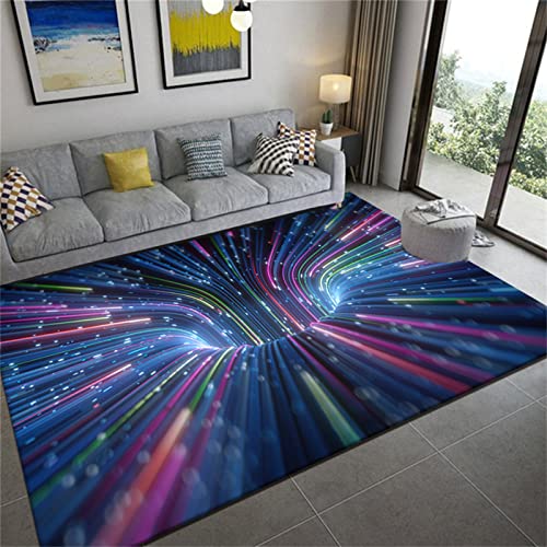 ZLXMN 3D Hd Stereoscopic Optical Illusion Area Rug, 6x8ft Illusion Trap Geometric Swirl Pattern Rugs, Abstract Color Illusion Living Room Decor Rugs for Room Bedroom Game Room Non-Slip Washable Rugs