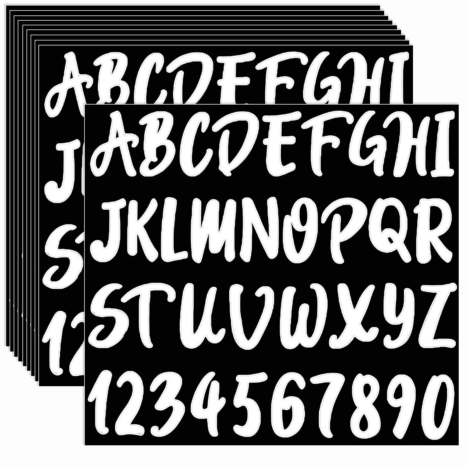360 Pieces 10 Sheets Self Adhesive Vinyl Letter Number Stickers, Alphabet Number Stickers for Mailbox, Signs, Window, Door, Cars, Trucks, Home, Business, Address Number(White,2 Inch)