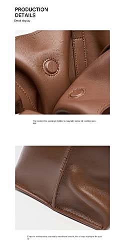 iFeiCho 2023 New Leather Material Women's Fashion Commuter Shoulder Tote Bag, Black, Brown, Coffee (Brown)