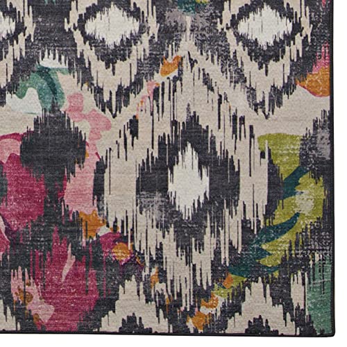 Linon The Anywhere Indoor Outdoor Washable Kauai Ivory & Charcoal 7' X 9' Area Rug